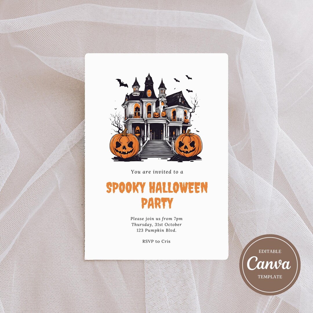 EDITABLE Spooky Halloween Invitations Halloween Party Invite Halloween ...