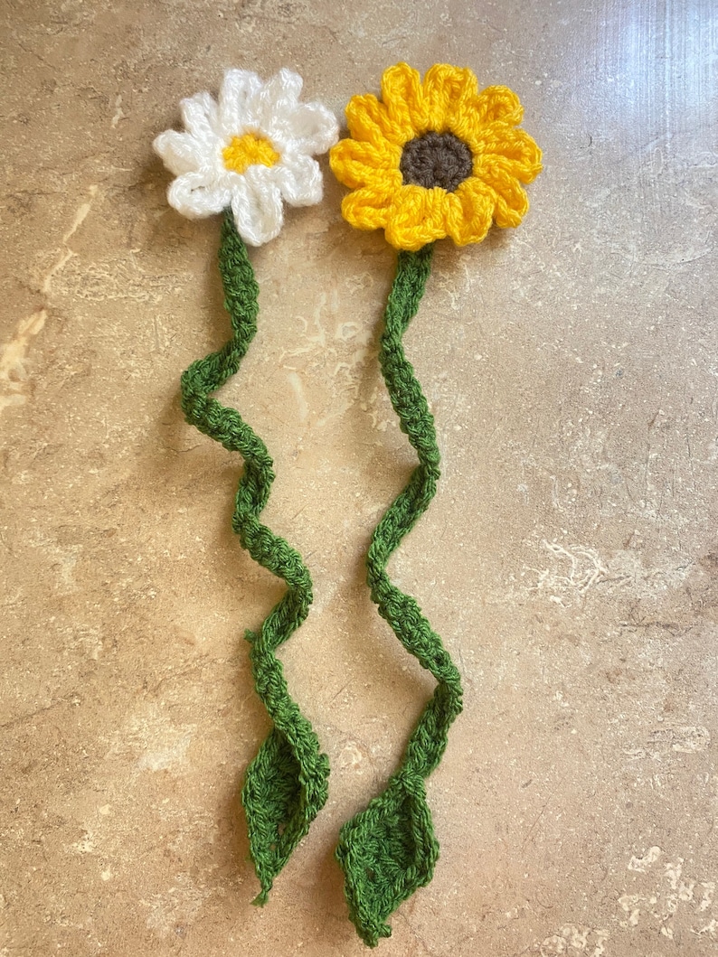 Daisy/sunflower Bookmarks, Crochet - Etsy