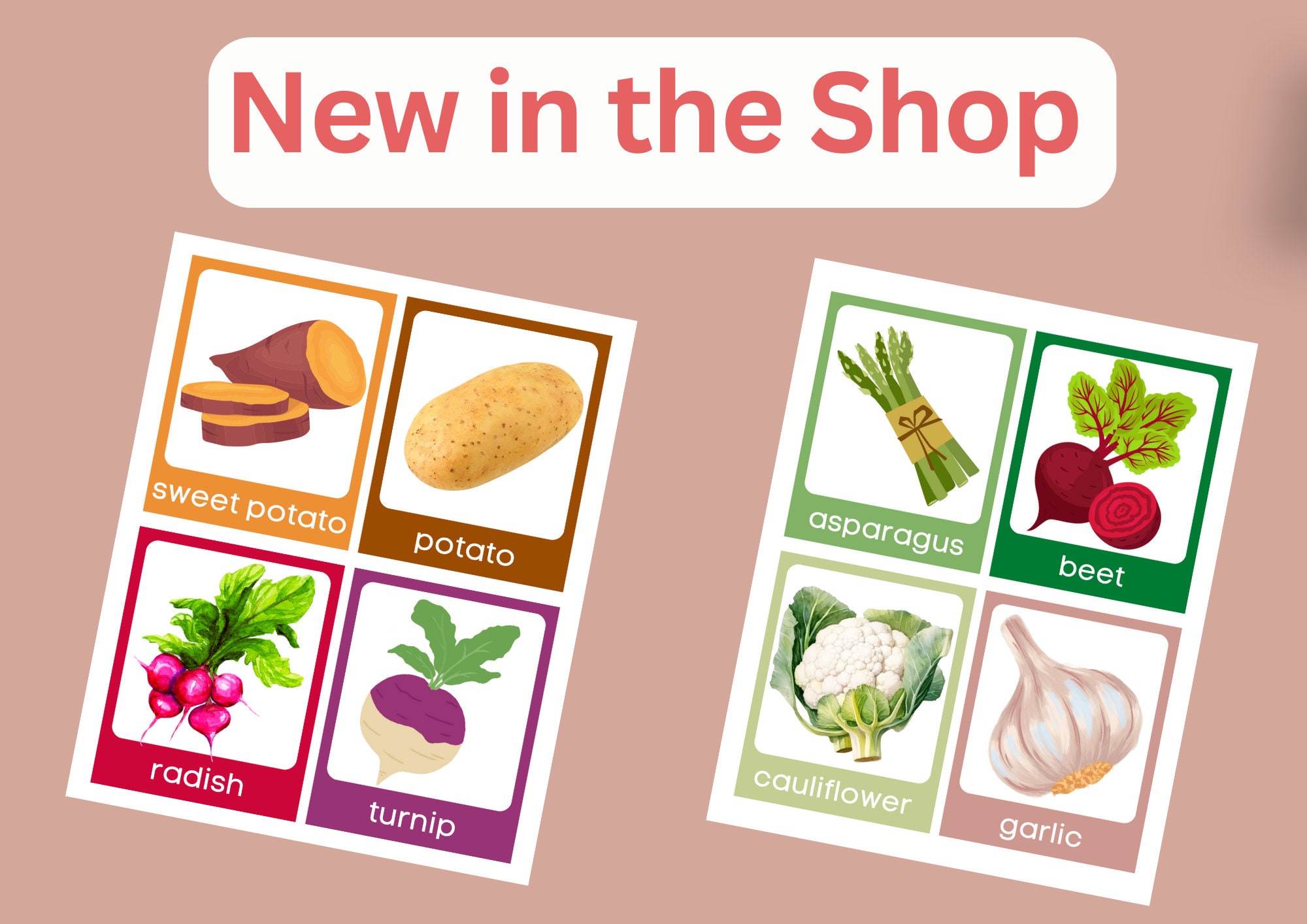 ESL Vegetable Flash Cards, Printable Flash Cards, Montessori Flash Card ...
