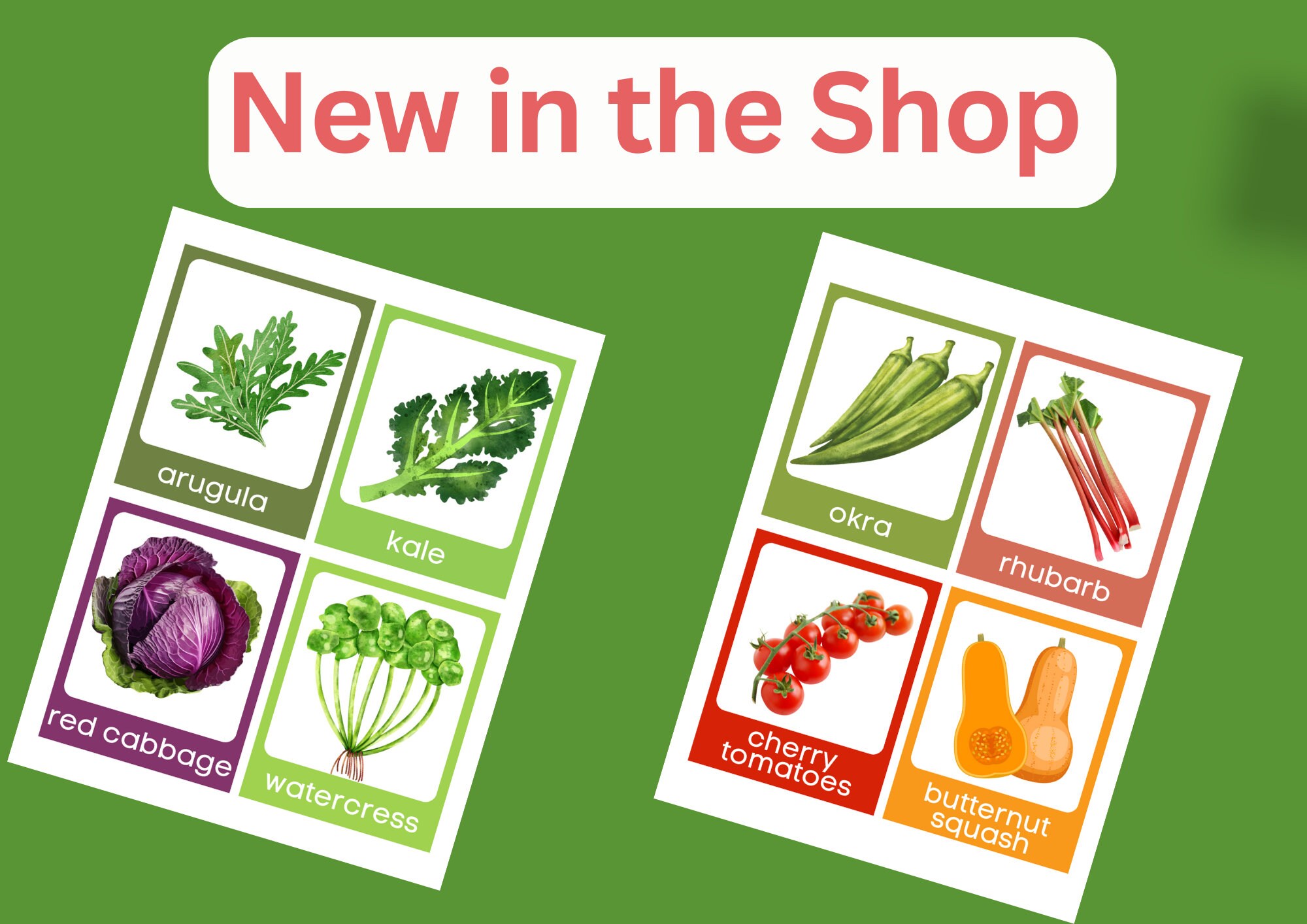 ESL Vegetable Flash Cards, Printable Flash Cards, Montessori Flash Card ...