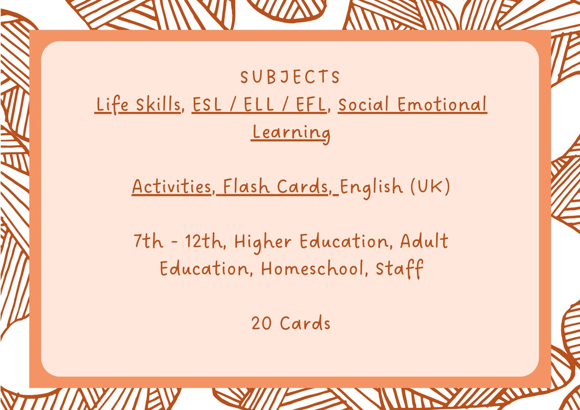 Encouraging Self-expression and Building Conversational Skills ESL 20 ...