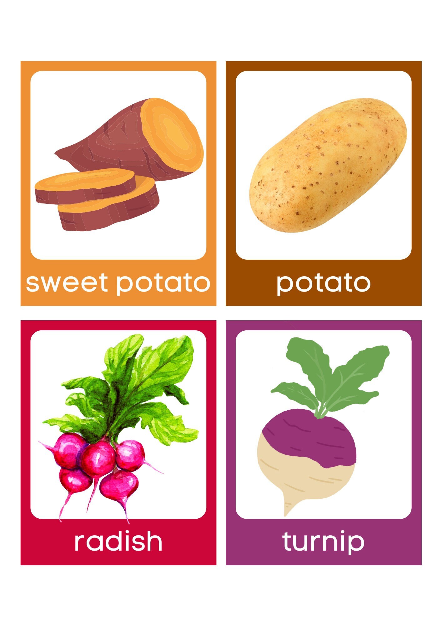 ESL Vegetable Flash Cards, Printable Flash Cards, Montessori Flash Card ...