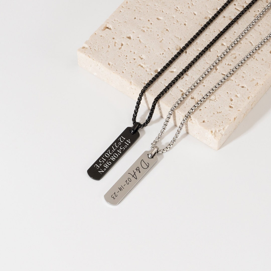 Personalized Necklace for Men,costom Engraved Bar Necklace for Men ...
