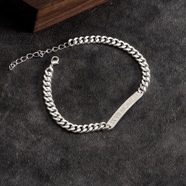 Personalized Men's Bracelet, Engraved Bar Bracelet for Men, Daddy ...