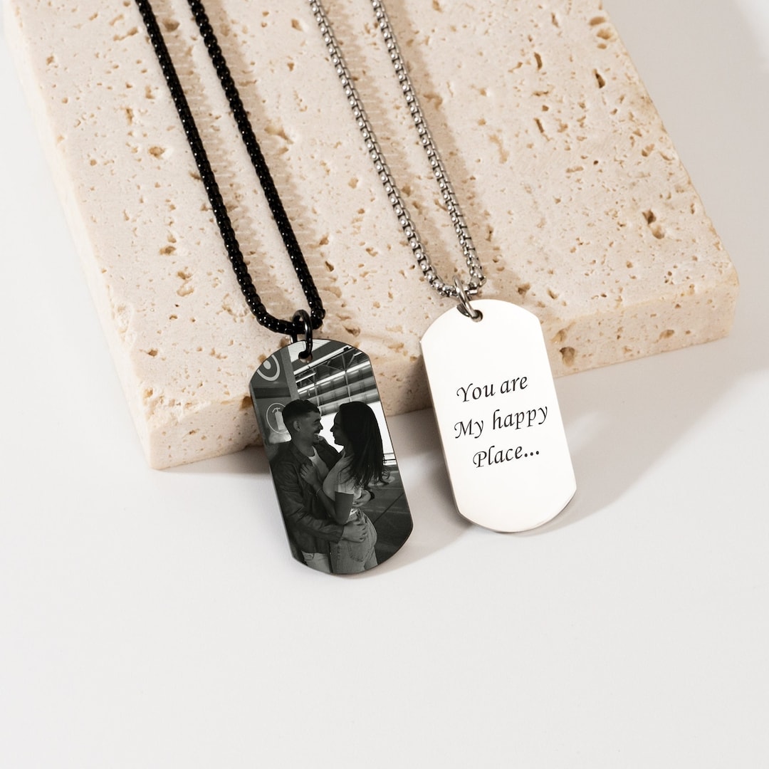 Personalized Picture Necklace for Men, Memorial Photo Pendant Necklace ...