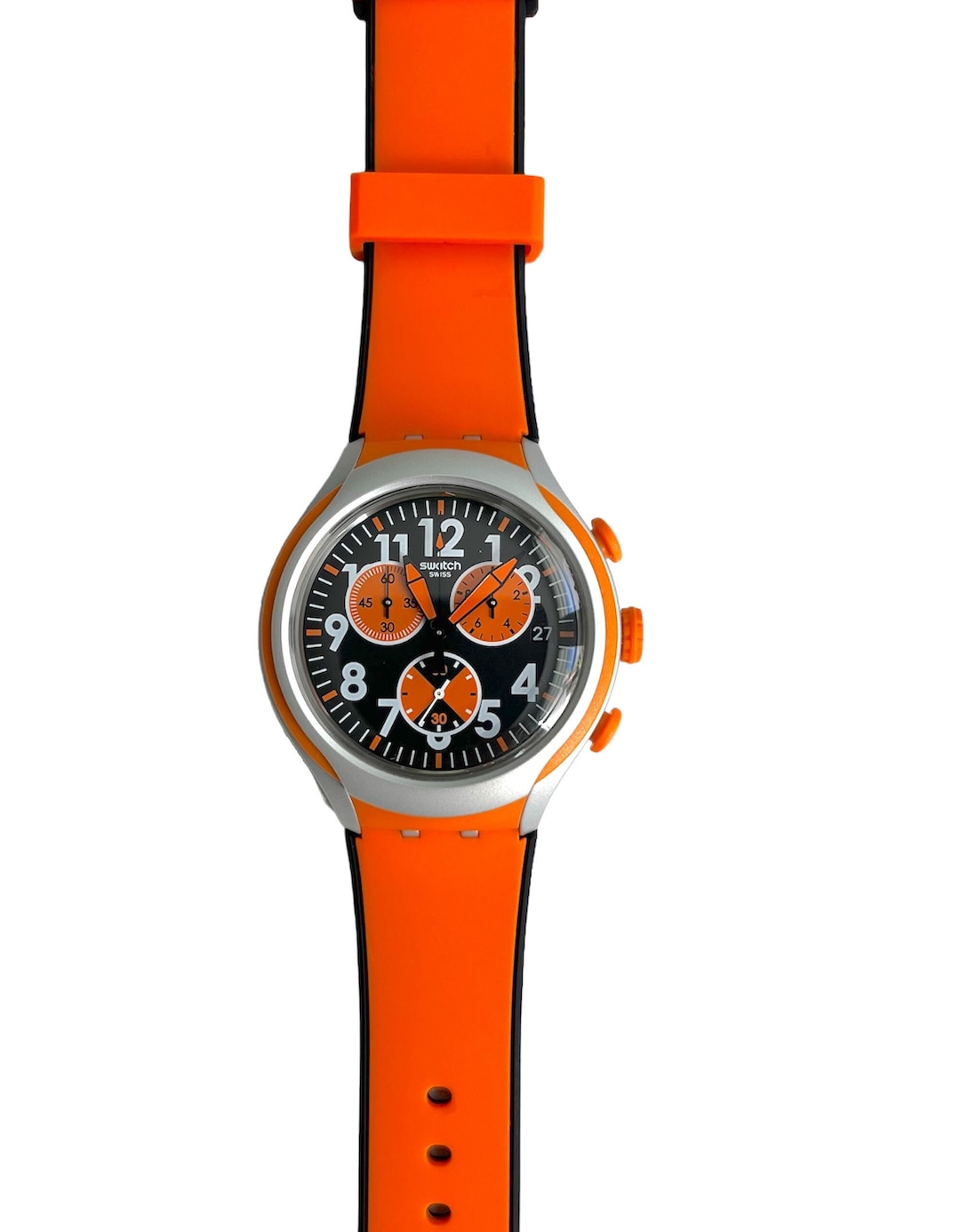 Swatch Irony XLITE Chrono 45mm FEEL STRONG YYS4003 Unworn Mint and ...