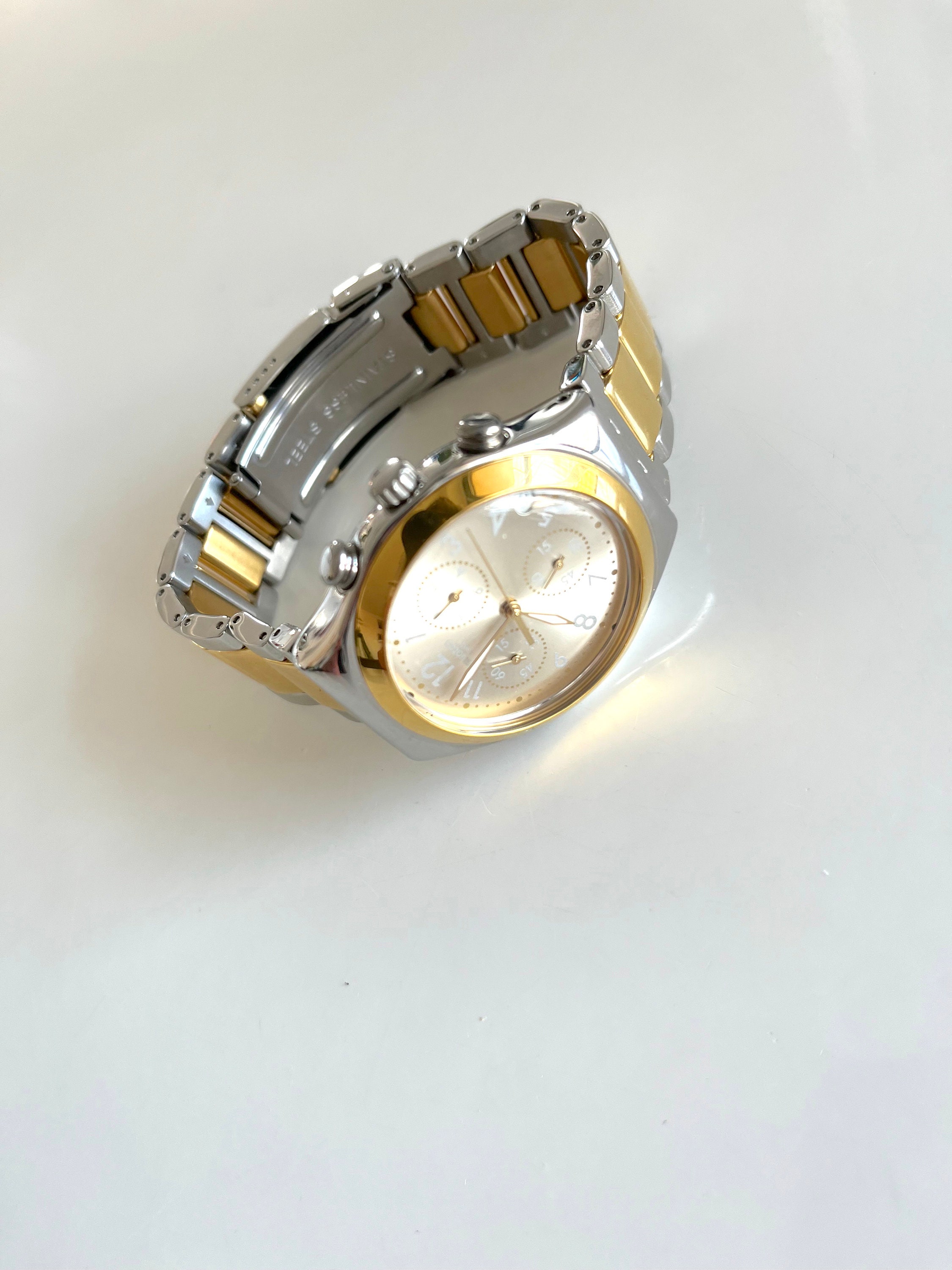 Vintage Swatch Irony Chrono 40mm DREAMNIGHT GOLDEN YCS590G Unworn Mint Condition All Functions ...