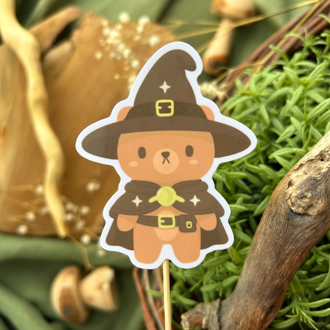 Sticker the Magician Cute Bear Wizard Sticker Whimsical and Magical ...