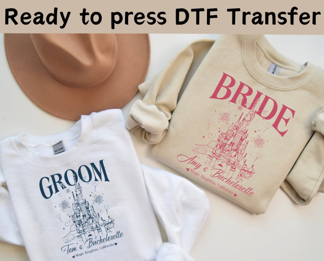 Disney Custom Bride & Groom DTF, Matching Bridal Party DTF, Disney ...