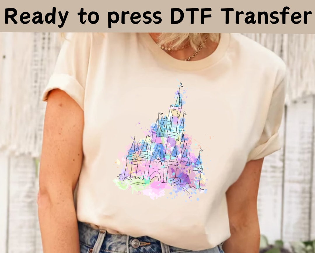 Disney Watercolor Castle DTF Transfer, Disneyland Castle Transfer ...