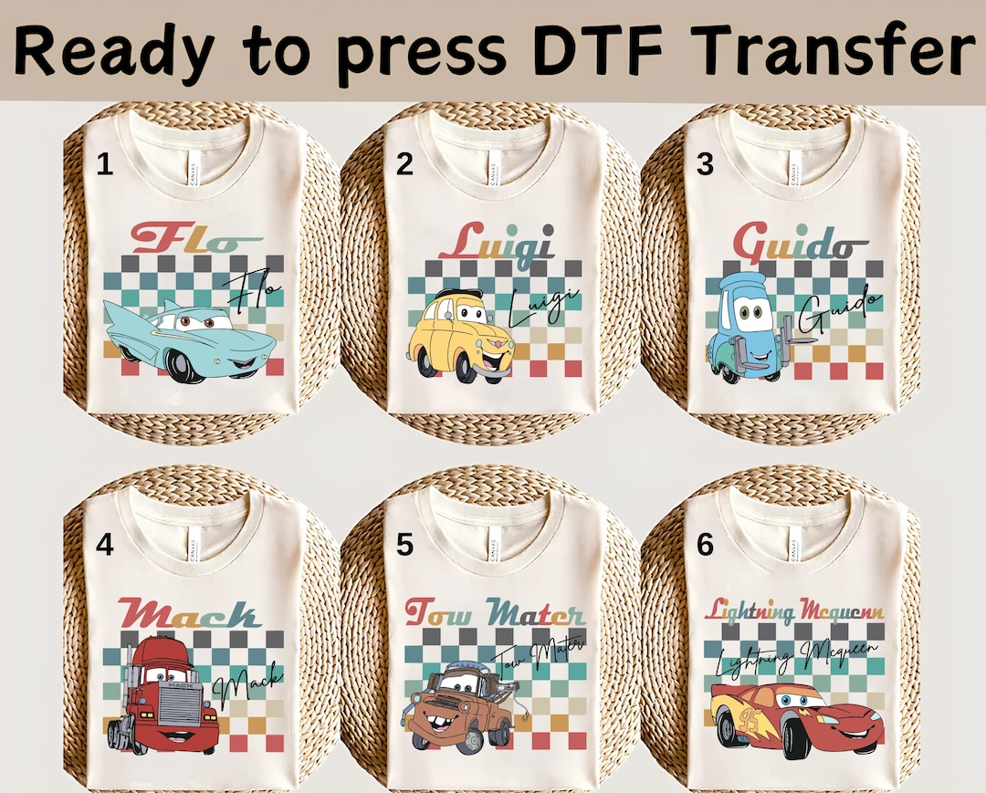 Disney Cars Character Custom DTF, Disney Cars Radiator Springs DTF ...