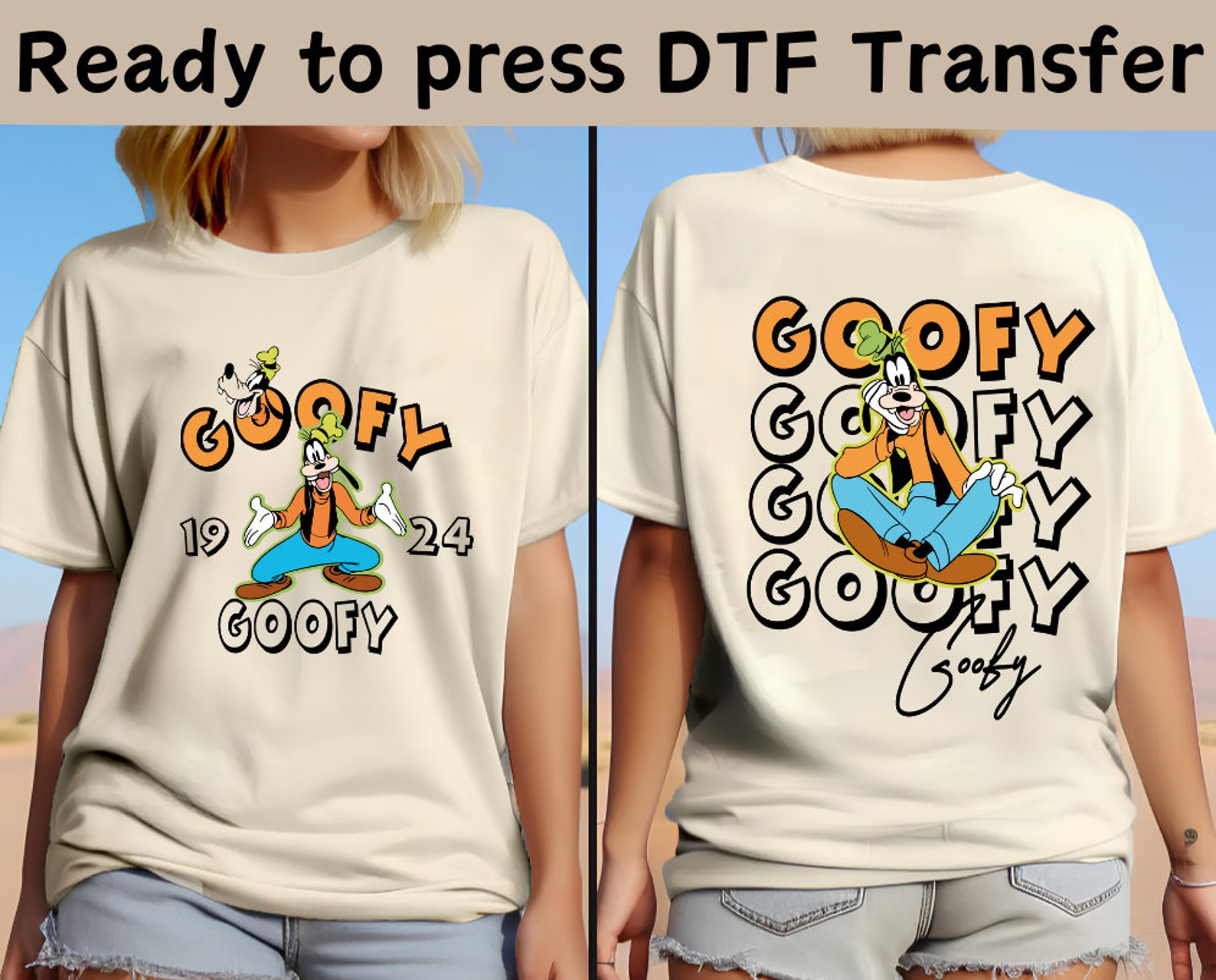 Disney Goofy 1924 Two-sided DTF Transfer, Disney Goofy DTF, Mickey and ...
