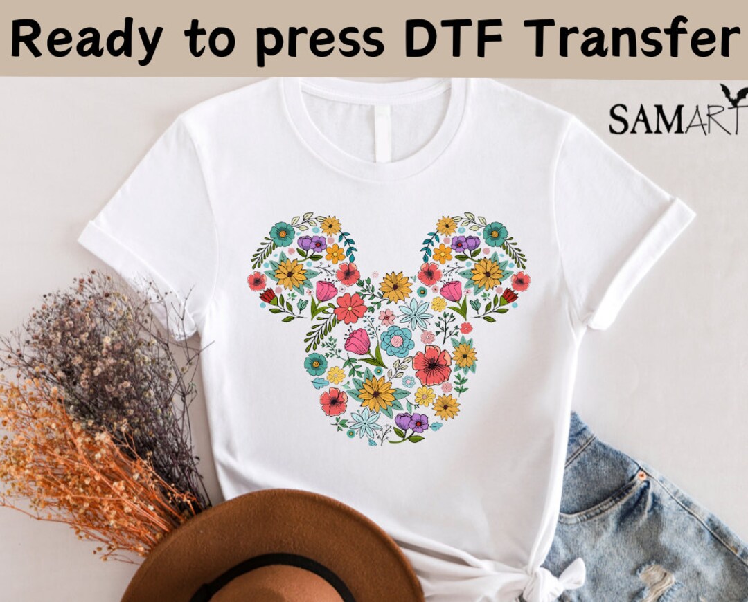 Flower Mickey DTF Transfer, Disney Flower Girl DTF, Disney Girls Trip ...