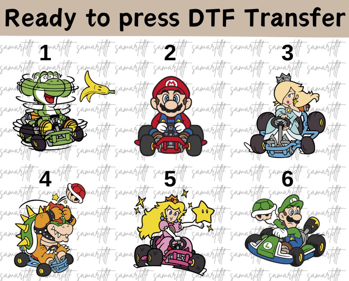 Super Mario Kart DTF Transfer, Super Mario Character DTF Transfer,super ...