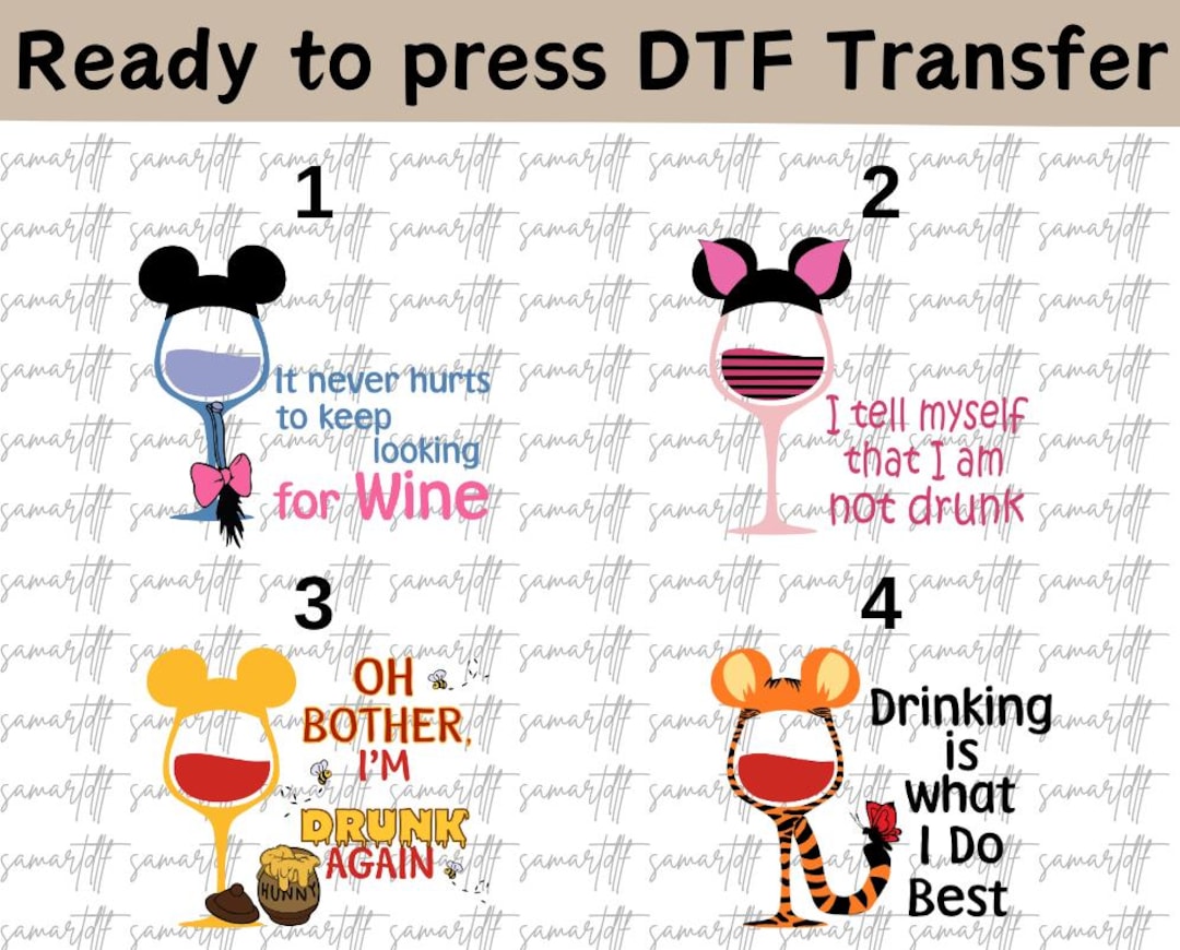Winnie the Pooh Friends Drinks DTF, Winnie the Pooh Drinking DTF ...
