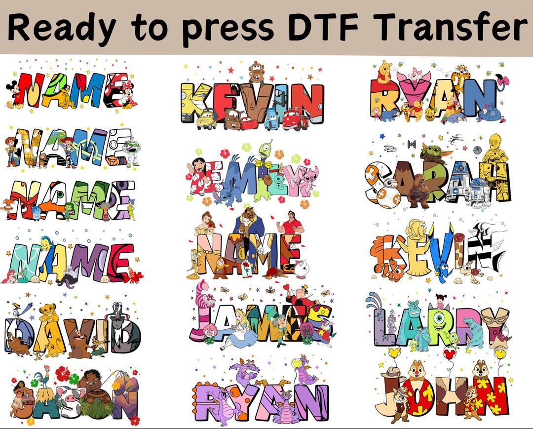 Disney Custom Name DTF, Customize All Disney Characters Shirt, Disney ...