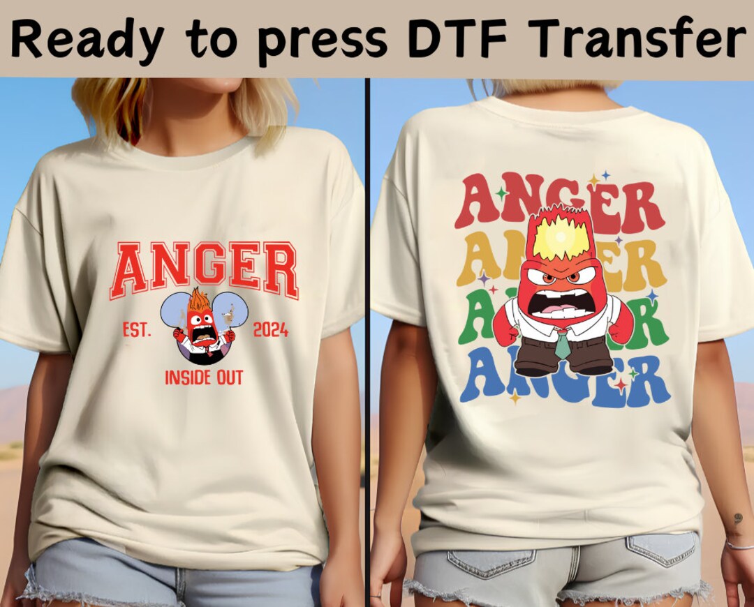 Disney Pixar Inside Out Anger Est. 2024 DTF Transfer,inside Out 2 Movie Shirt,inside Out DTF ...