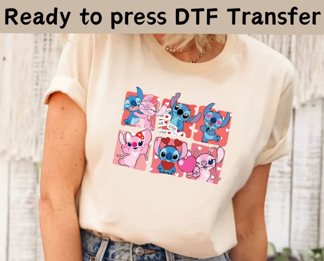 Disney Lilo and Stitch Couple Valentine DTF Transfer,disney Stitch Dtf,disney Cute Stitch DTF ...