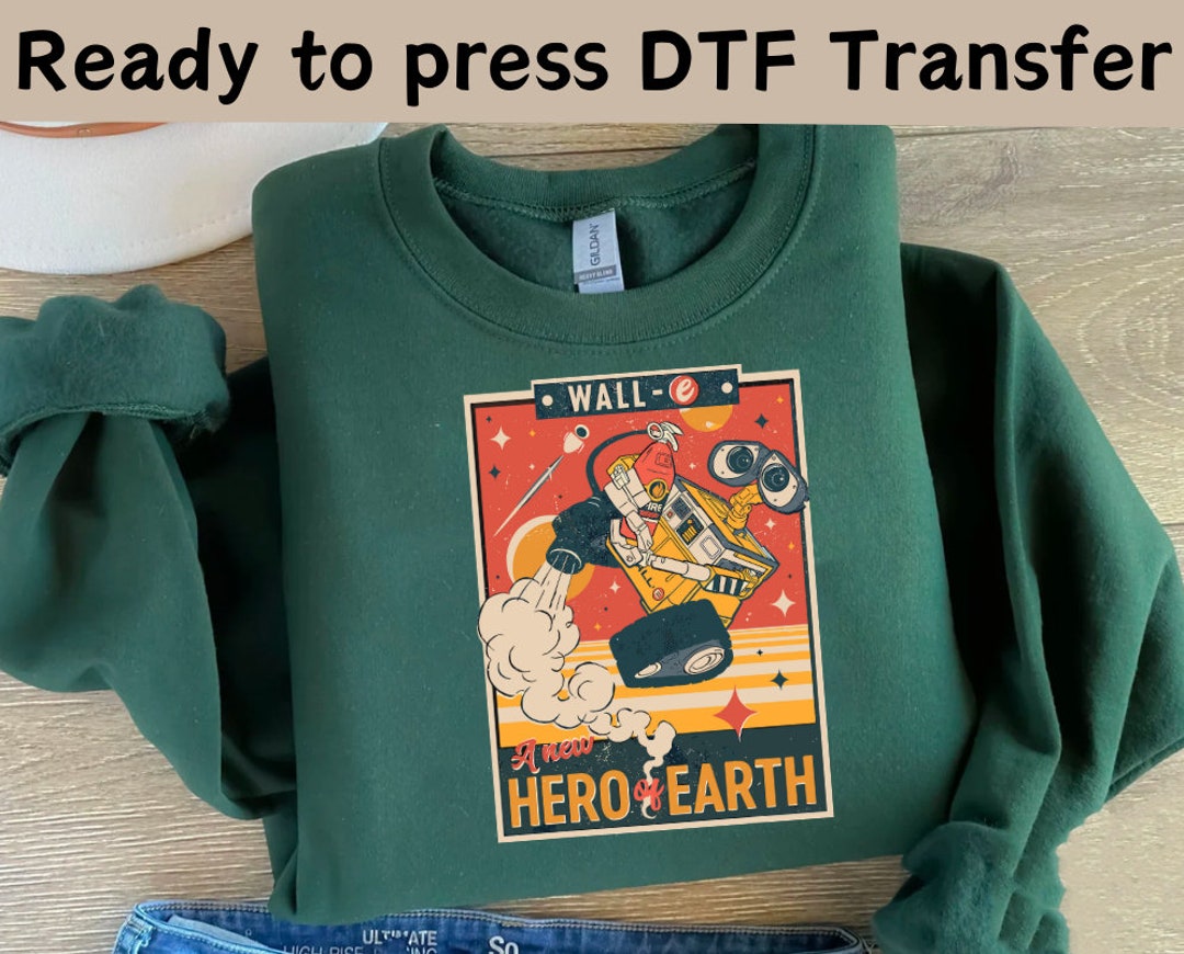 Retro Disney Pixar Wall-e DTF Transfer, Disney Wall-e & Eve DTF ...