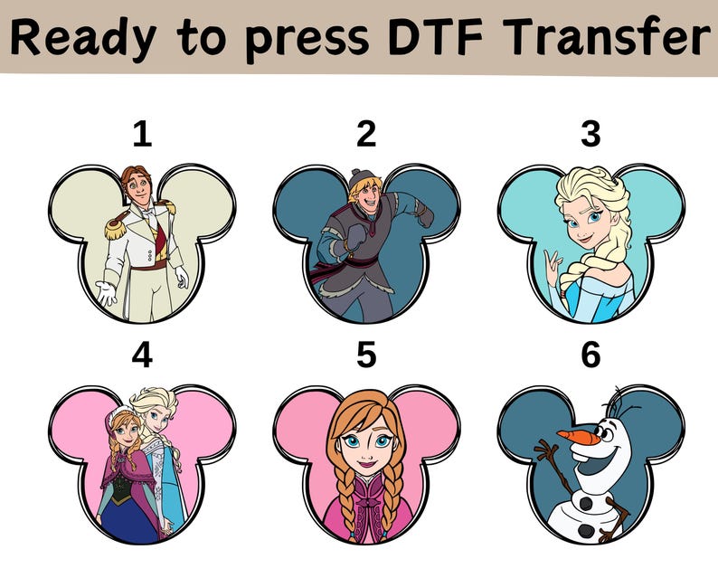 Disney Frozen Friends DTF, Elsa Anna Olaf Kristoff Sven Hans DTF ...