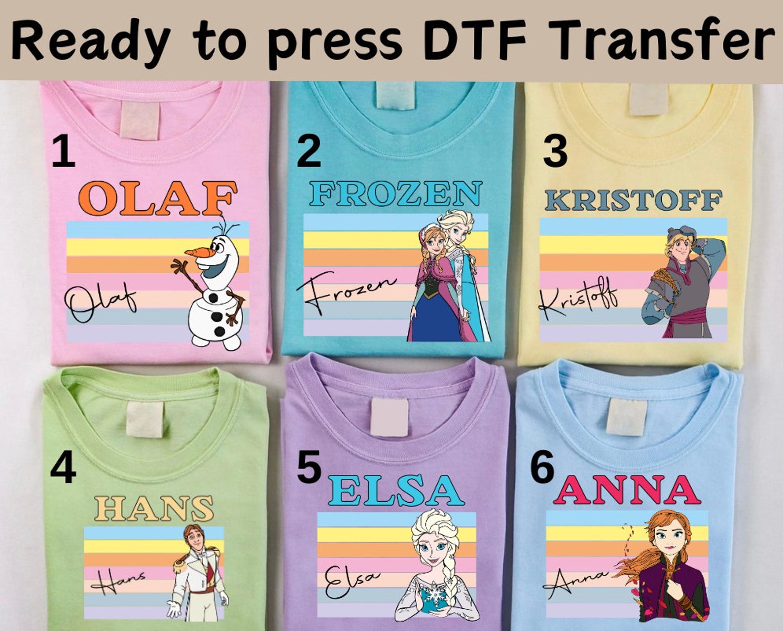 Disney Frozen All Characters Group Elsa Anna Custom DTF, Elsa Anna Olaf ...