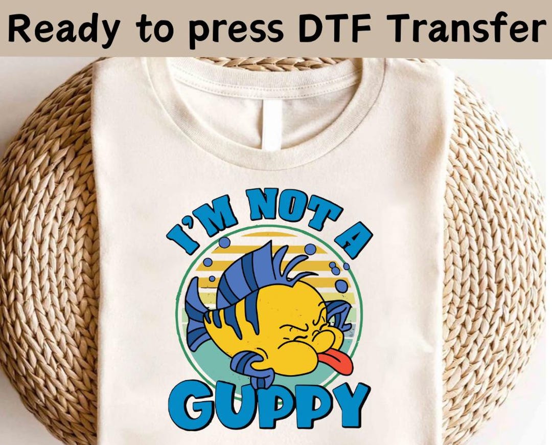 Disney the Little Mermaid Vintage Flounder I Am Not A Guppy DTF, Little ...