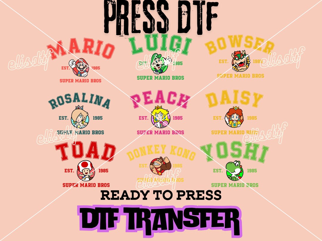 Super Mario Bundle Dtf,super Mario Characters Dtf,super Mario Family ...