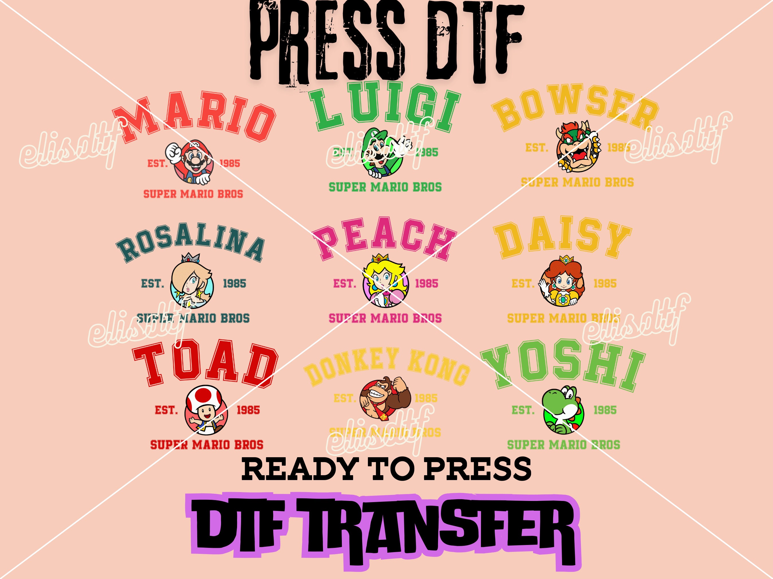 Super Mario Bundle Dtf,super Mario Characters Dtf,super Mario Family ...