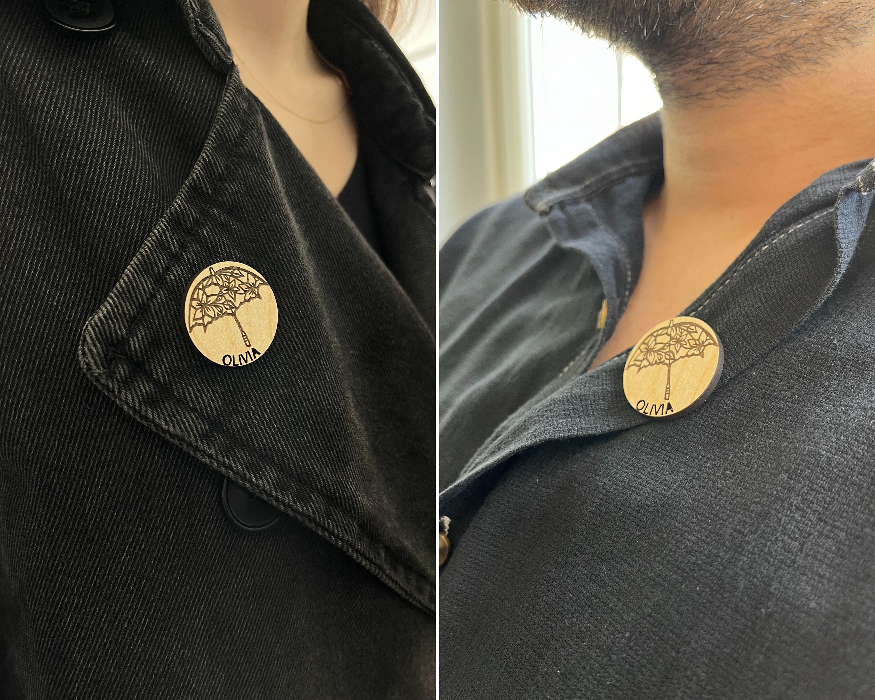 Personalized Wooden Company Logo Badge, Your Company Logo Label Pin ...