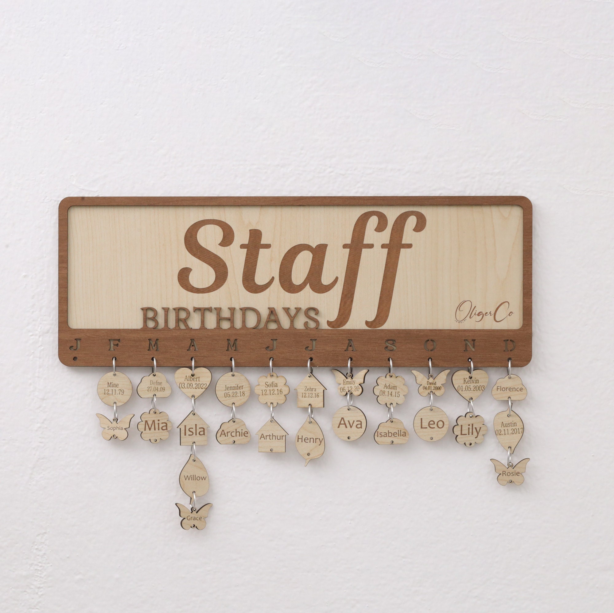 Staff Birthday Board With Company Logo, Wood Birthday Calender, Durable ...