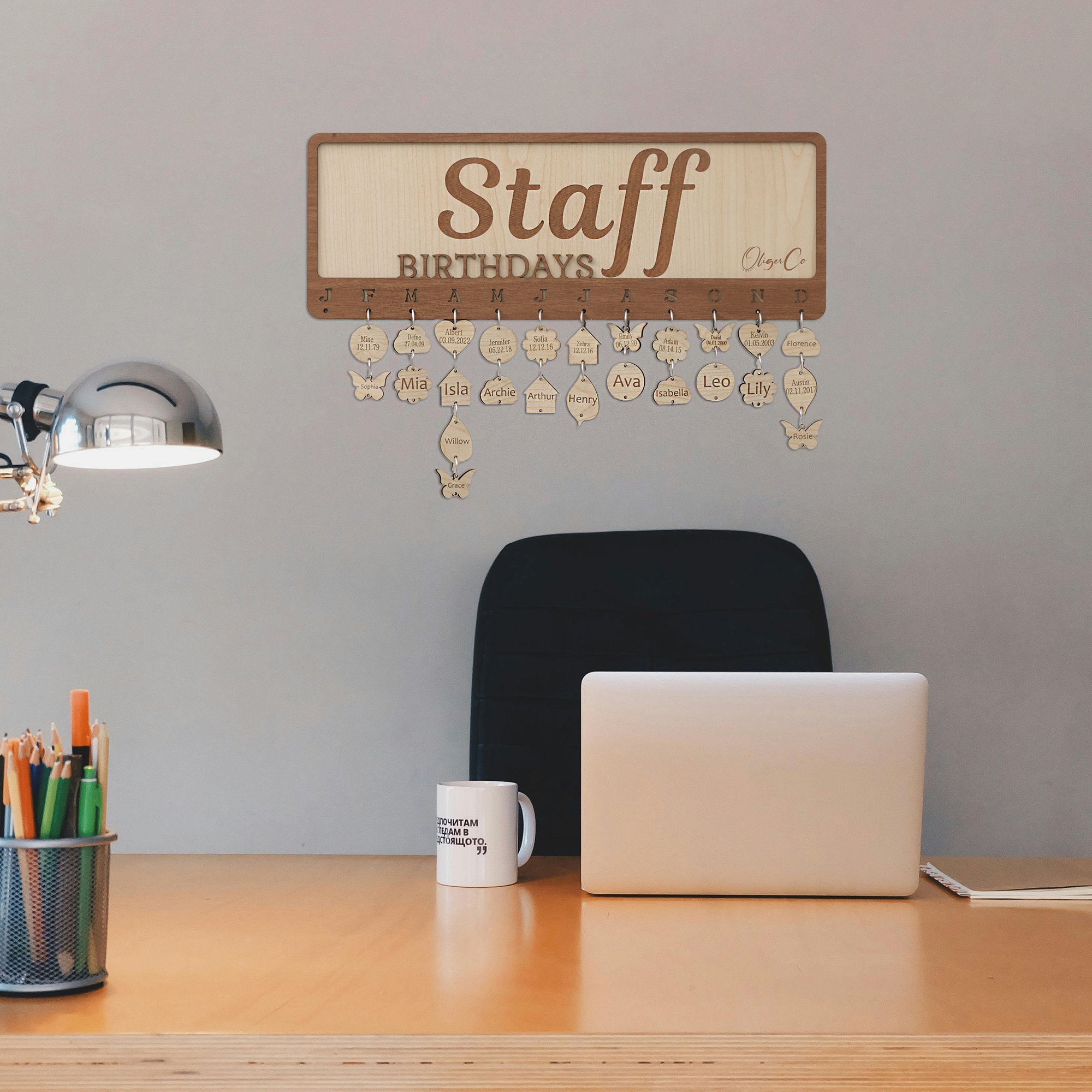 Staff Birthday Board With Company Logo, Wood Birthday Calender, Durable ...