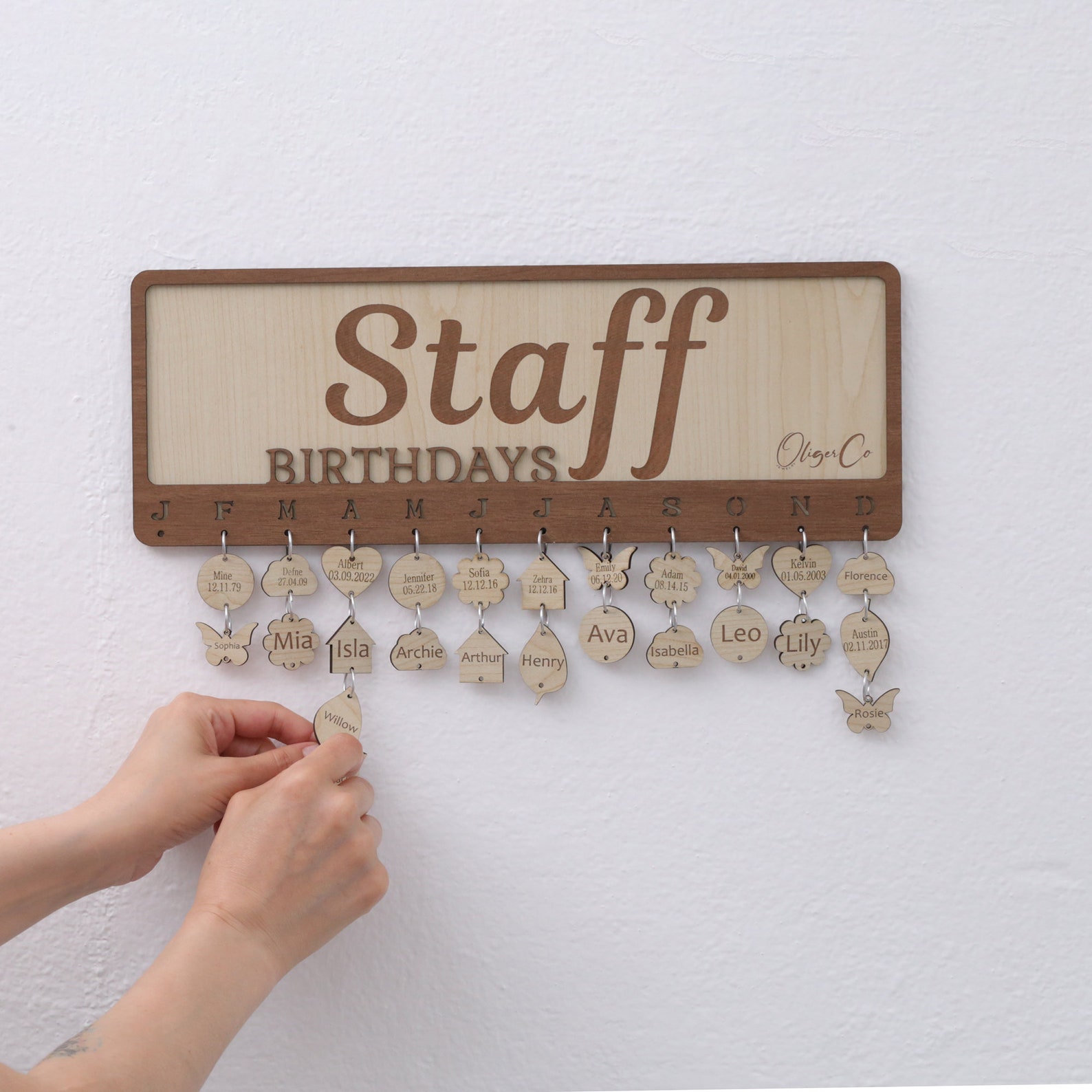 Staff Birthday Board With Company Logo, Wood Birthday Calender, Durable ...