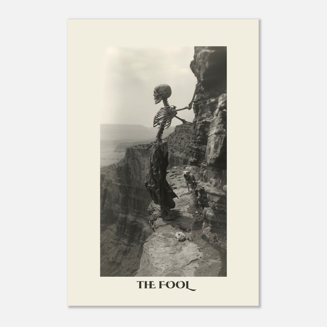 The Fool Poster - Vintage Style Tarot Art Print, Surreal Monochrome ...