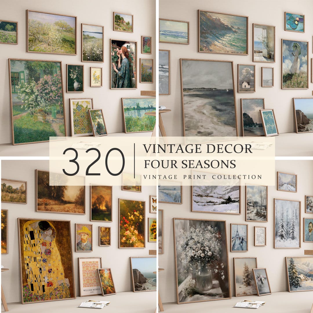 320 Vintage Gallery Wall Set, Four Seasons, MEGA BUNDLE Wall Print Set ...