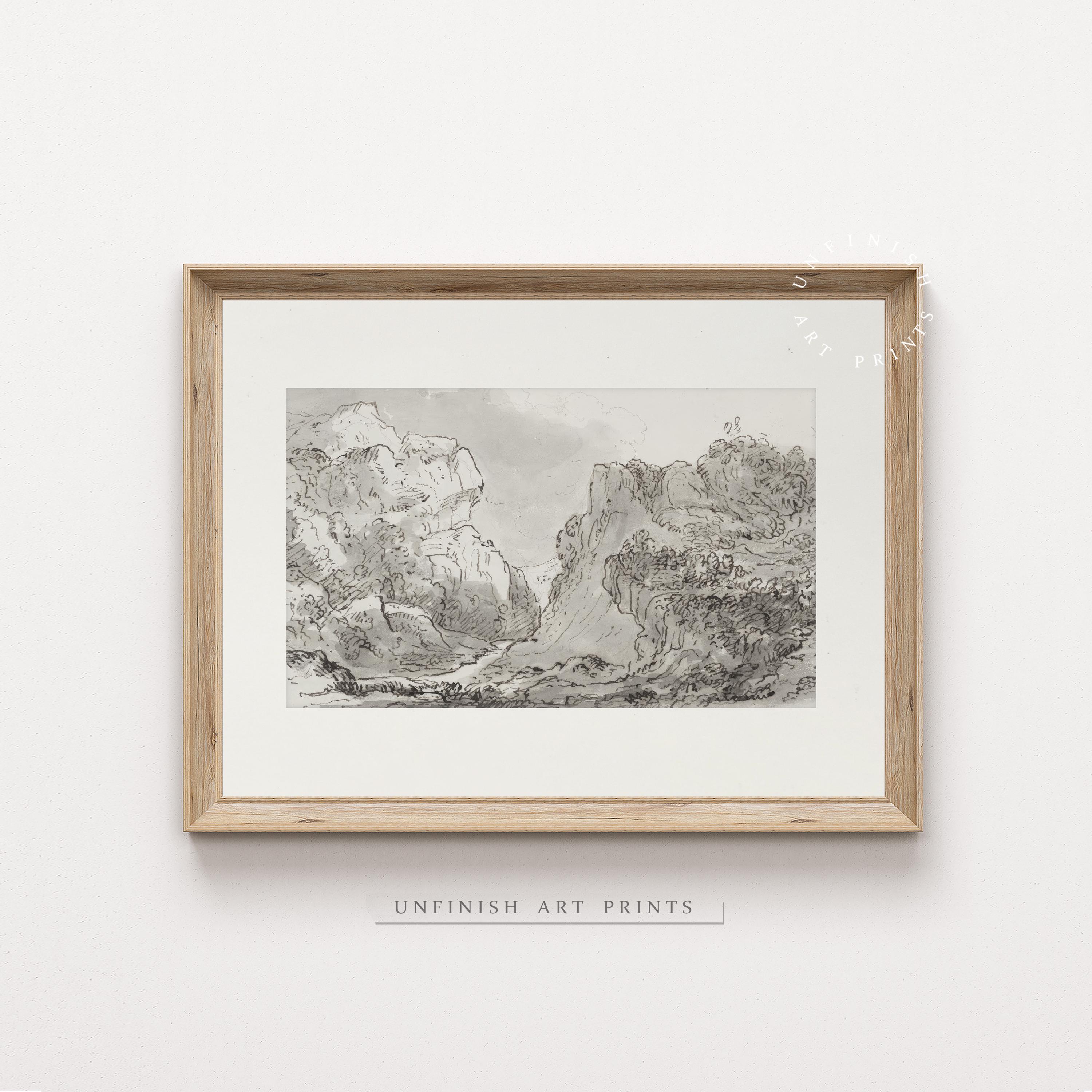 Antique Etchings Gallery Set of 4| Vintage Landscape Drawing Collection ...
