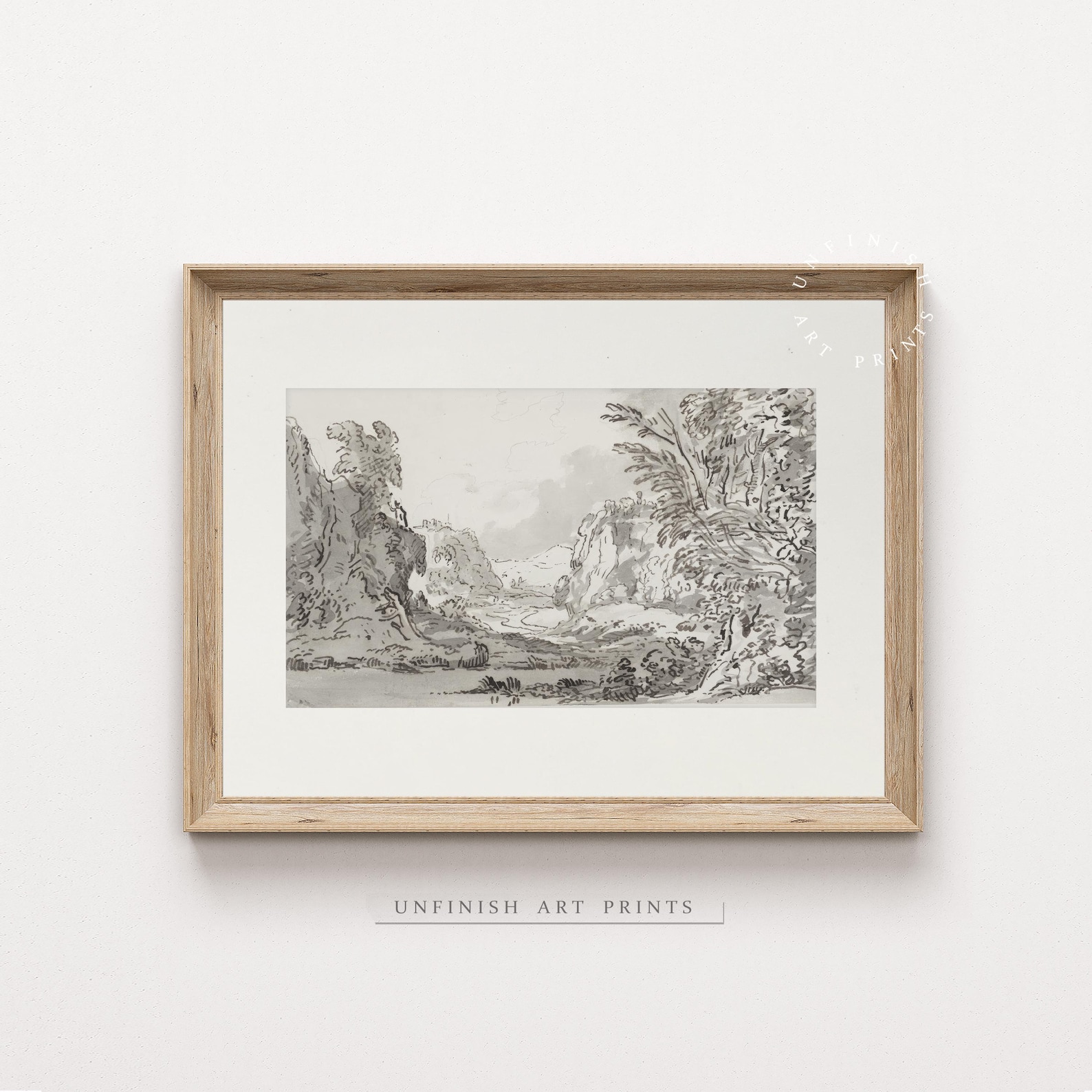 Antique Etchings Gallery Set of 4| Vintage Landscape Drawing Collection ...