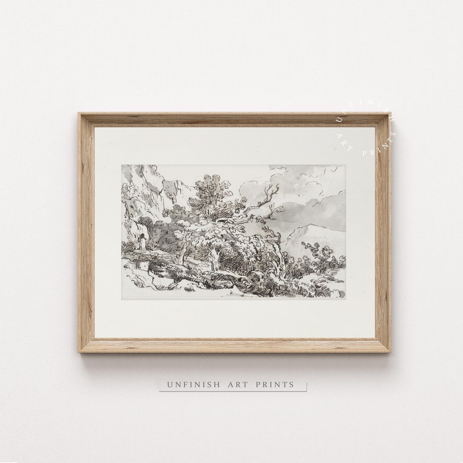 Antique Etchings Gallery Set of 4| Vintage Landscape Drawing Collection ...