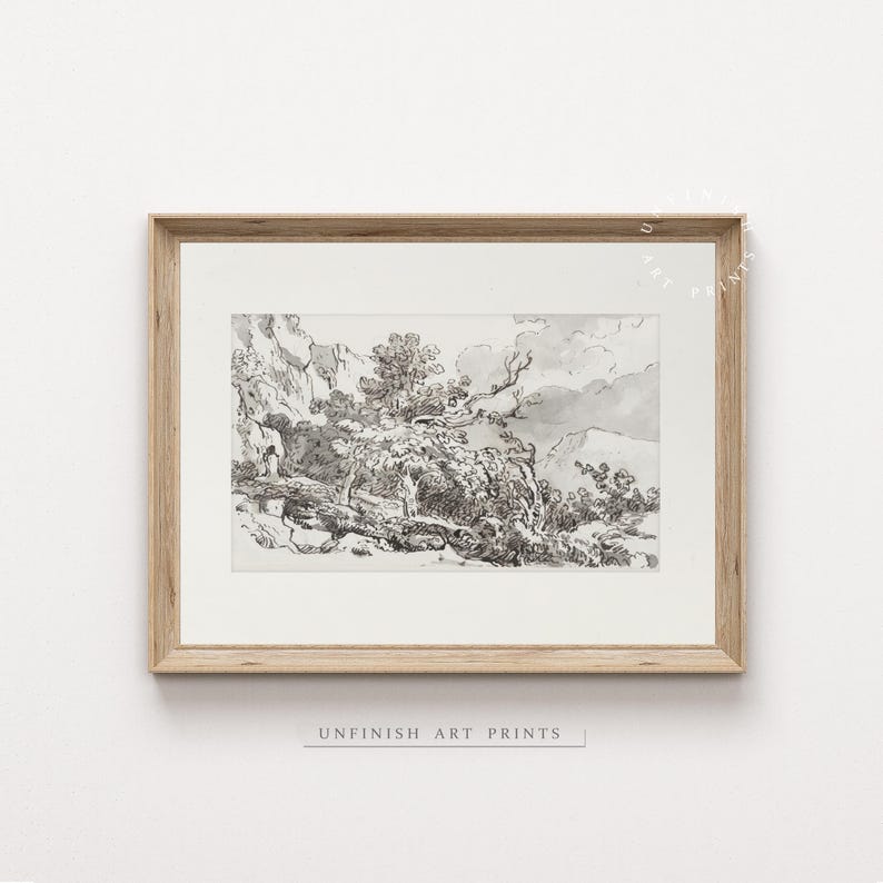 Antique Etchings Gallery Set of 4| Vintage Landscape Drawing Collection ...