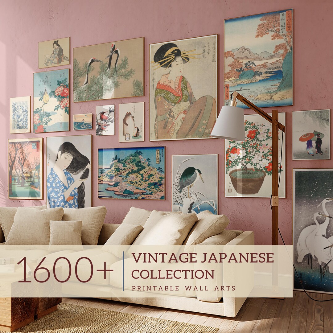 1600 Maximalist Japanese Wall Art, Eclectic Vintage Gallery, Japanese ...