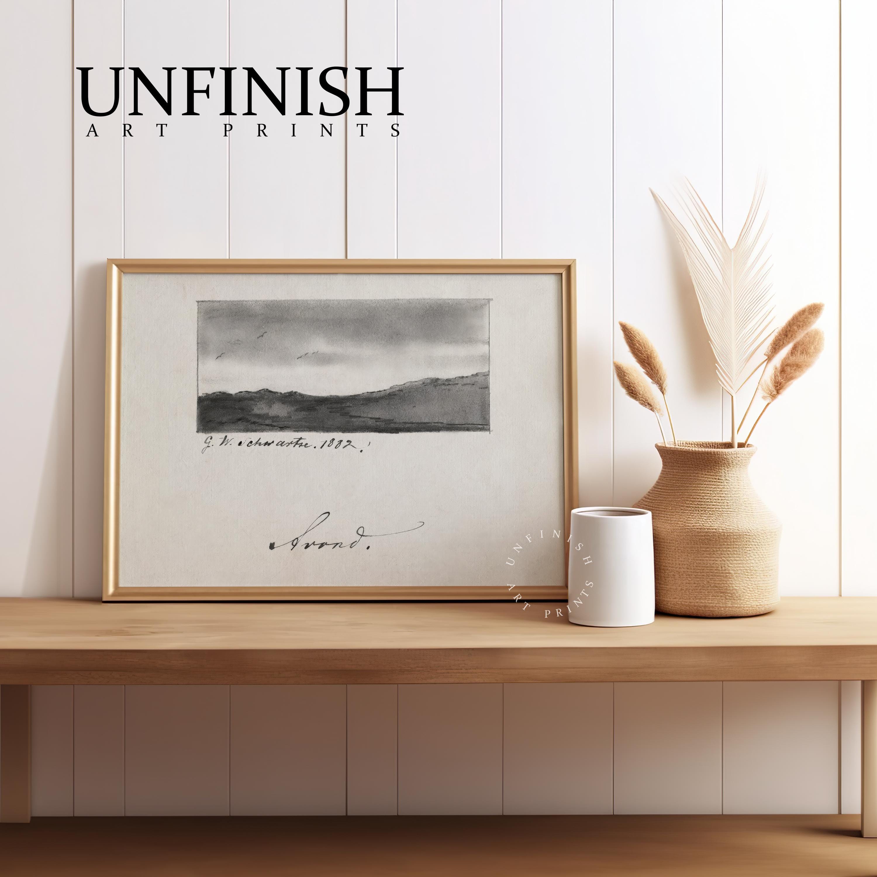 Neutral Landscape Drawing | Minimalist Sketch Print | Neutral Wall Art ...