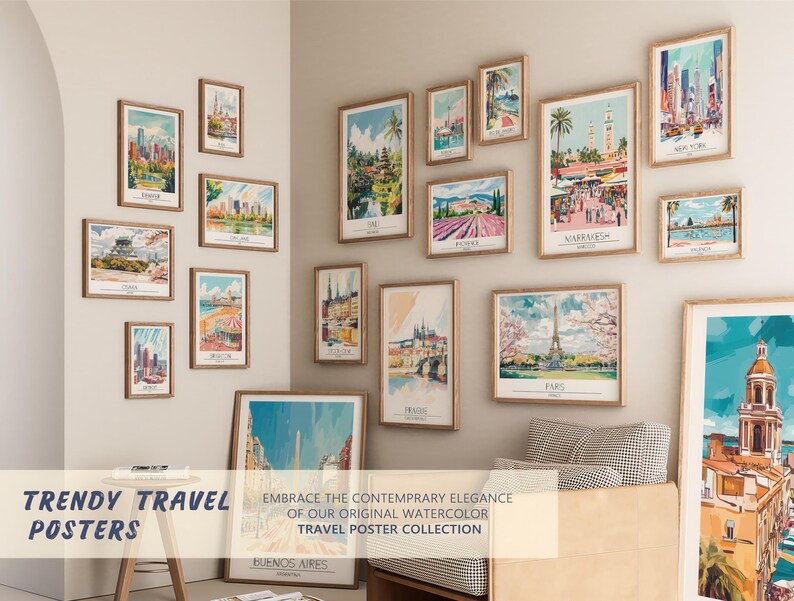 MEGA BUNDLE of 150 Travel Poster | Trendy Travel Print | Maximalist ...