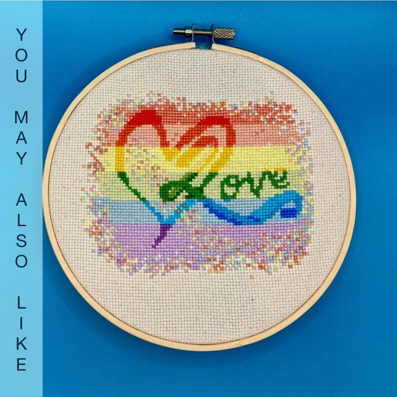 Pride Heart Cross Stitch Pattern Pdf | LGBTQ Rainbow Embroidery Design ...
