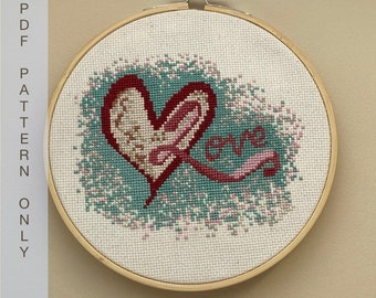 Confetti Heart Cross Stitch PDF Pattern Instant Download colour Version - Etsy