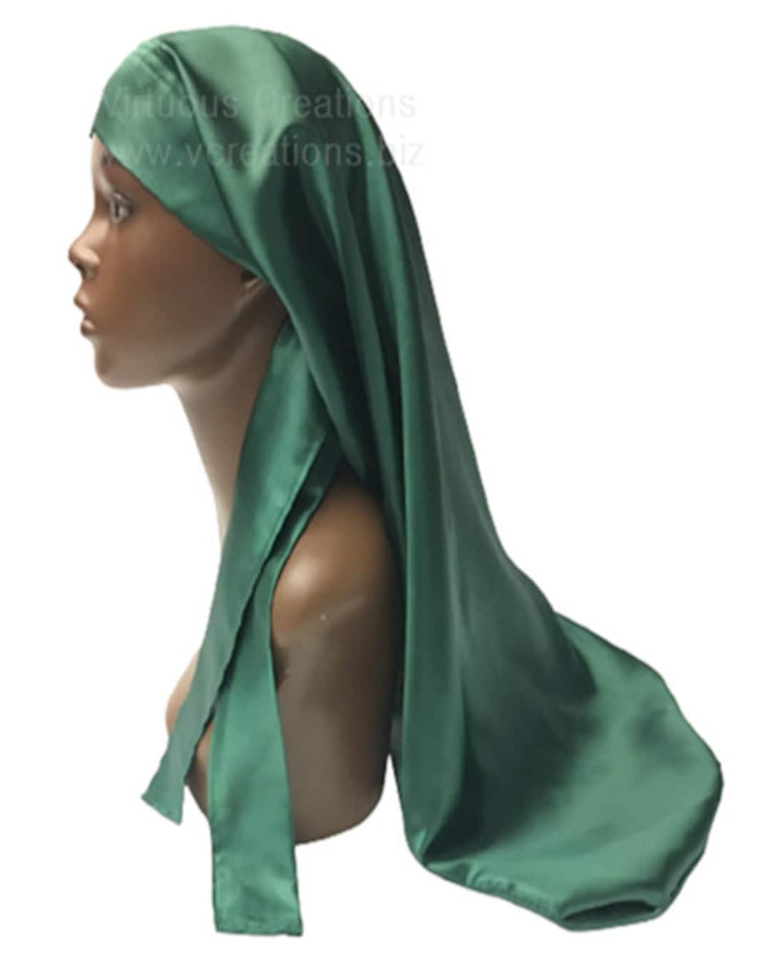 Long Braid Locs Dreadlocks Satin Bonnet Forest Green Handmade Hair ...