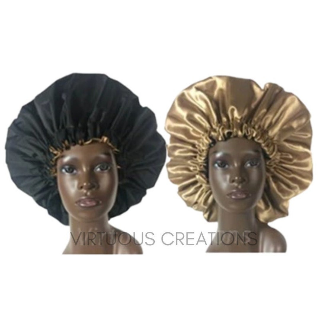Extra Large Satin Lined Shower Cap, Jumbo, Xlg, Waterproof Reversible ...