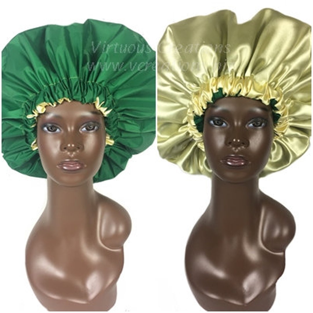 Extra Large Jumbo Shower Cap, Satin Lined, Bath Hair Care Cap, Yellow ...