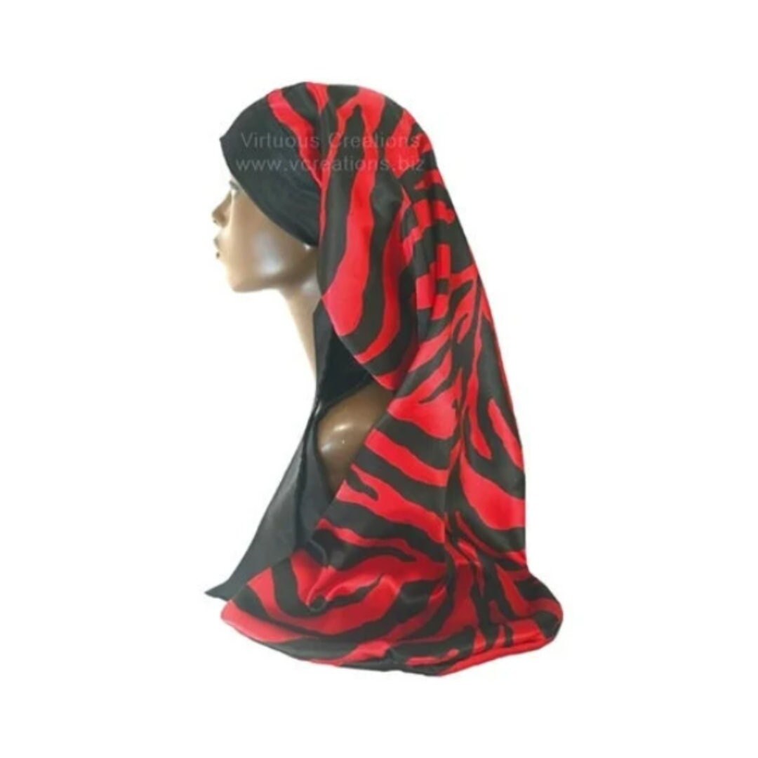 Extra Long Satin Braid Locs Bonnet Sleep Cap, Single Layered With Ties ...