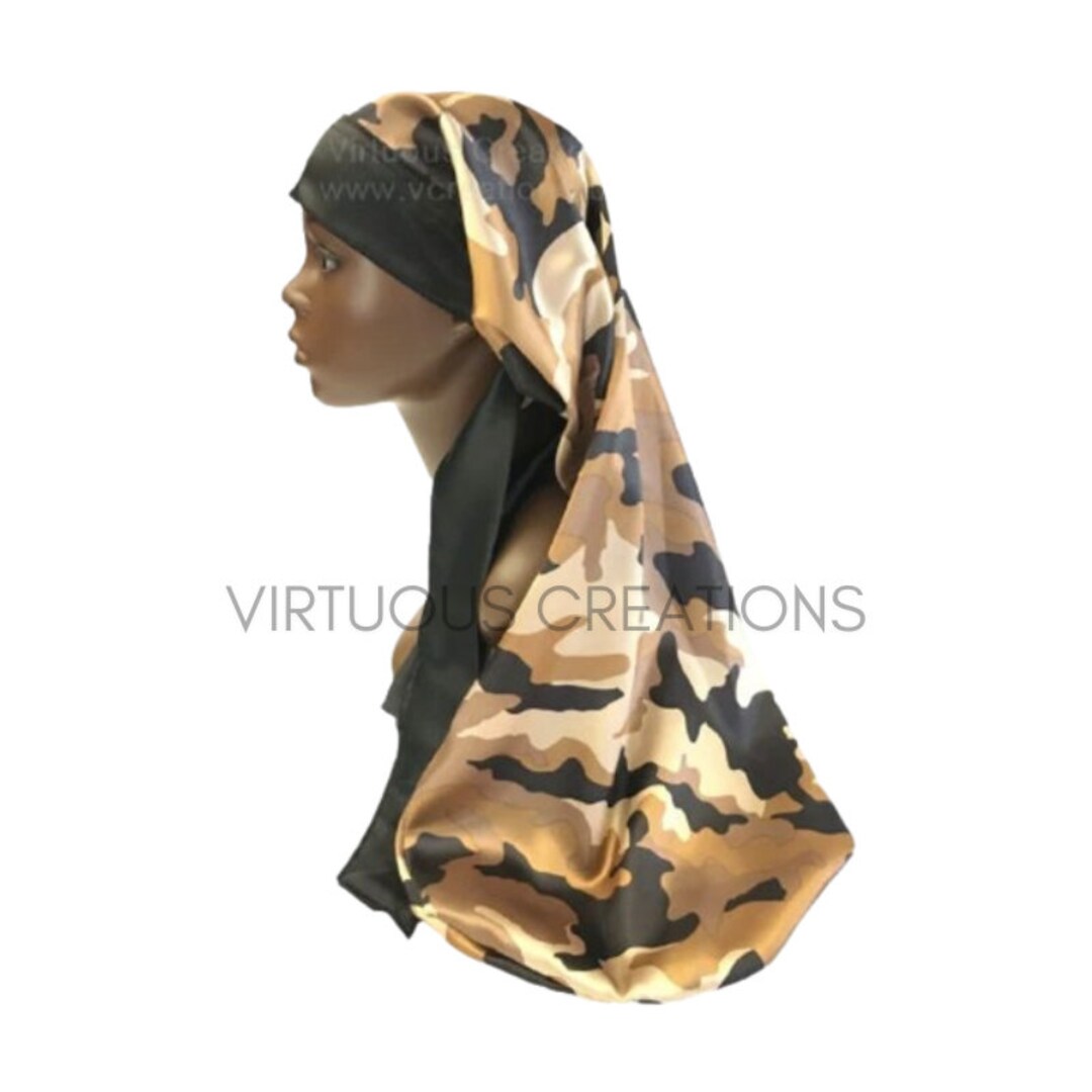 Camouflage Extra Long Satin Braid Bonnet Single Layer With Long ...