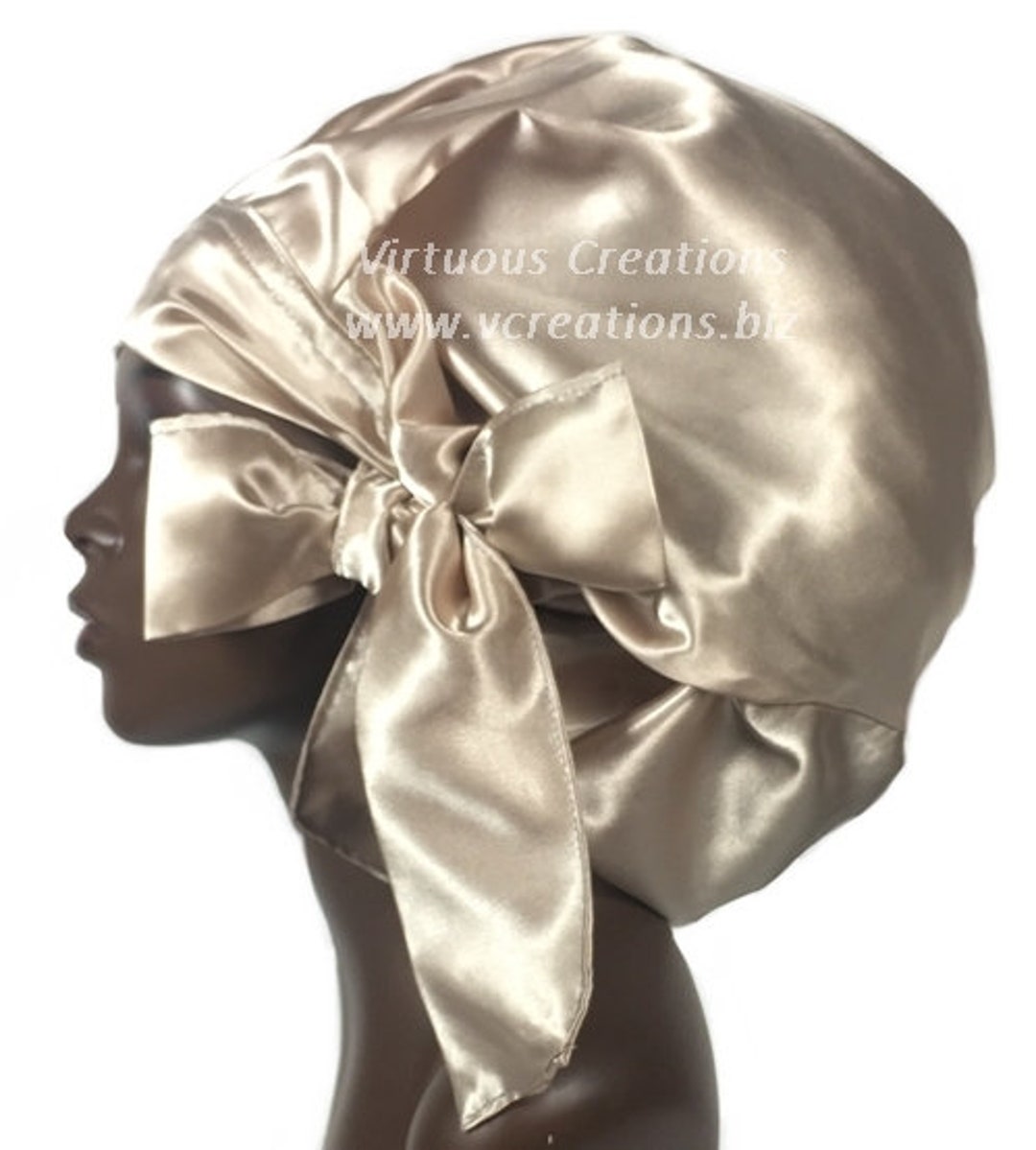 Satin Sleep Bonnet Satin Cap Single Layered Satin Bonnet Taupe Tan ...