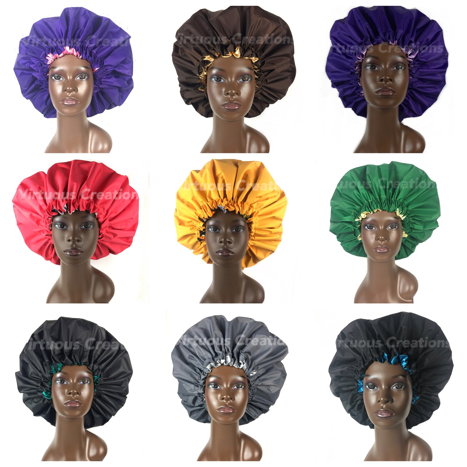 Satin Lined Shower Bonnet- Shower Cap-extra Large- Jumbo - XLG Bath Spa ...